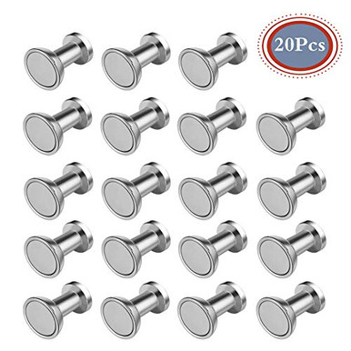 Metal Push Pin Magnets, 20pcs Magnetic Pins Brushed Nickel Fridge ...