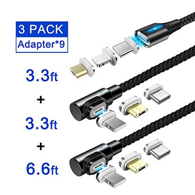A.S USB Magnetic Cable?Micro USB and Type C 3 in 1 Cable, (3 Pack?3.3 ...
