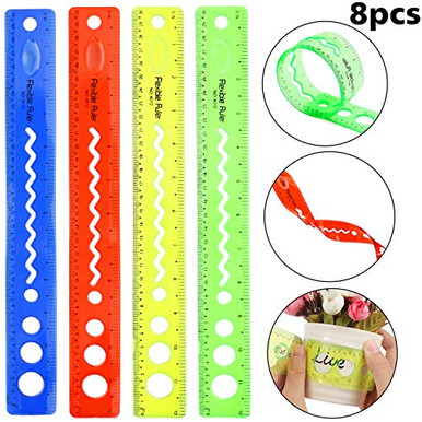 8 Pieces Flexible Rulers Shatterproof Plastic Colored Rulers 12 Inch ...