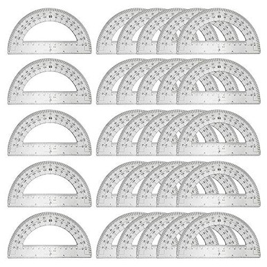 30PCS Clear Plastic Student Math Protractor 6-Inch Long 180 Degree for ...