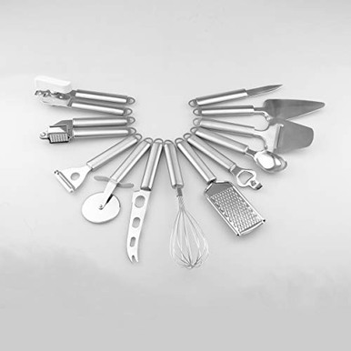 Kitchen Utensil Set - 14 Piece Cookware Stainless Steel Cooking Tools ...