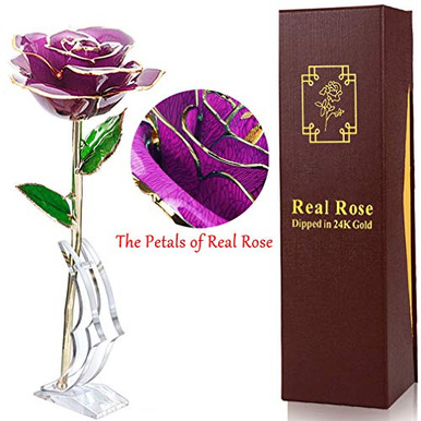 24k Gold Rose Flower,Everlasting Real Rose Dipped in Gold with ...