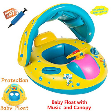 Baby Pool Float With Canopy, Baby Floats For Kids Pool With Adjustable ...