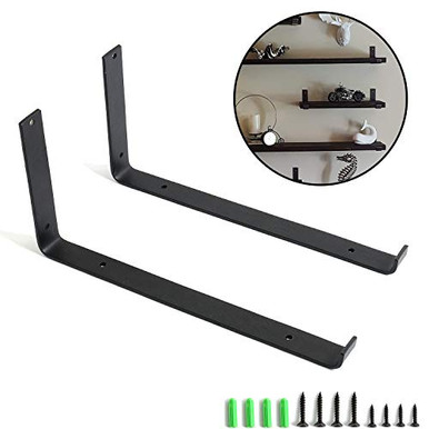 12'' Metal Shelf Brackets Hardware with Lip, Wall Mounted Rustic ...