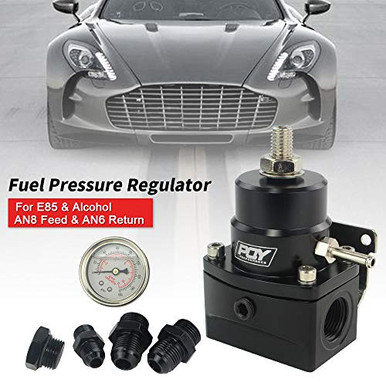 PQYRACING Fuel Pressure Regulator with Gauge AN8 Feed & AN6 Return Line ...
