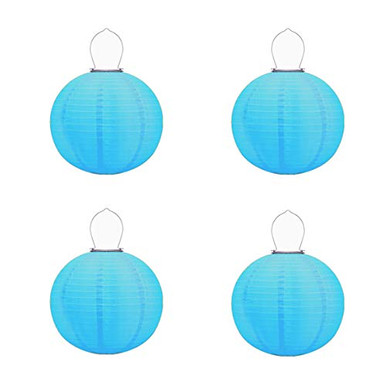 pearlstar Solar Powered Hanging Chinese Lanterns 4 Pack 12'' Blue Nylon ...