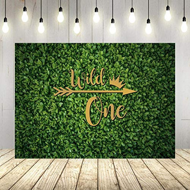 Wild One Birthday Backdrop Natural Green Leaves Theme Background for ...