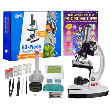 AmScope 1200X 52-pcs Kids Student Beginner Microscope Kit with Slides ...