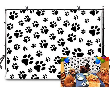 LYLYCTY Dog Paw Backdrop Puppy Cartoon Backdrop for Birthday Pet Theme ...
