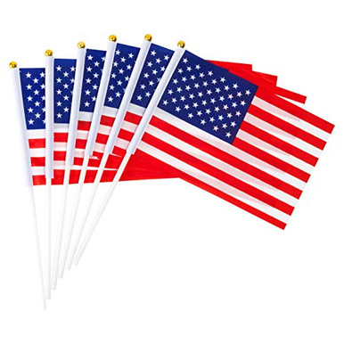 GammyUS 30pcs Small Mini USA US Flag 8 x 5.5 Inch American Flag with ...