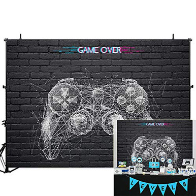 Dobeans 7x5ft Video Game Photo Backdrop Black Brick Game Handle Game ...