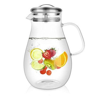 65 Ounces Glass Water Pitcher with Lid -Beverage Glass Carafe for Juice ...