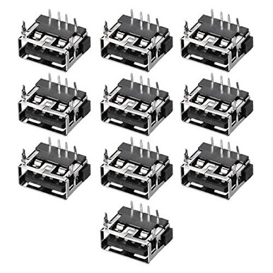 uxcell PCB USB Connector Type-A Female Jack Front Insert 10mm Short ...
