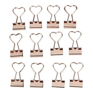 Monrocco 12 pcs Metal Binder Clips Paper Clamps Cute Heart Handle ...