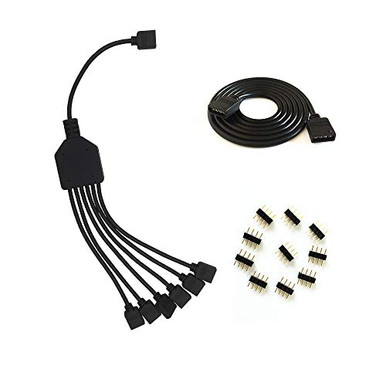4 Pins black rgb LED Splitter Cable LED Strip Connector 6 Way Splitter ...
