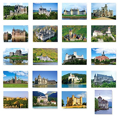 CASTLES of Europe postcard set of 20. Post card variety pack depicting ...