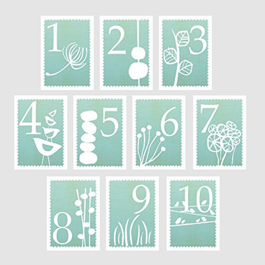 Blue Silhouette Counting Number Wall Cards, 5x7, Nursery Wall Decor ...