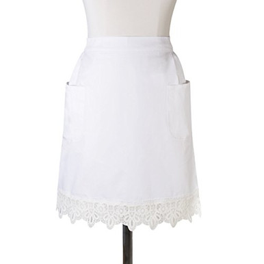 HOMCOS White Half Aprons Lace Victorian Maid Costume Craft Waist Aprons ...
