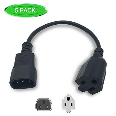 XINYUWIN [5 Pack] 1FT/0.3M Standard Computer Power Cord C14 to NEMA 5 ...