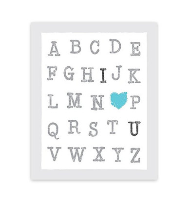ABC's of Love Blue 08x10 Inch Print, I Love You Wall Quotes Nursery ...