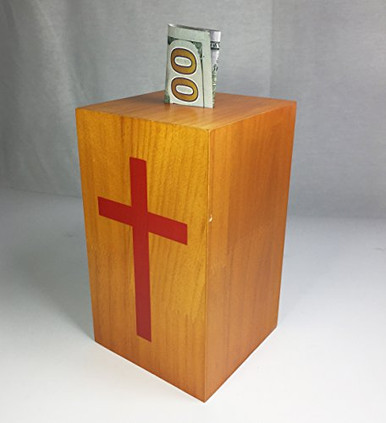 FixtureDisplays Wood Collection Donation Box Church Offering Coin ...
