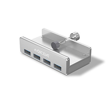QICENT 4-Port Aluminum USB3.0 HUB with Clamp for Desktop, Computer, PC ...