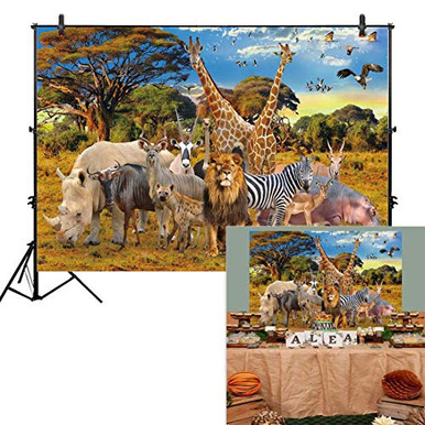 Allenjoy 7x5ft Jungle Animal Backdrop for Summer Tropical Desert ...