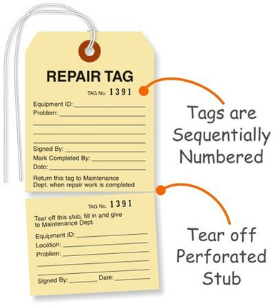 SmartSign Pack of 100 Sequentially Numbered Repair Tags with String | 2 ...