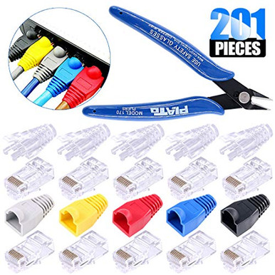 Glarks 201Pcs End Pass Through RJ45 CAT5/5e CAT6 Connector and ...