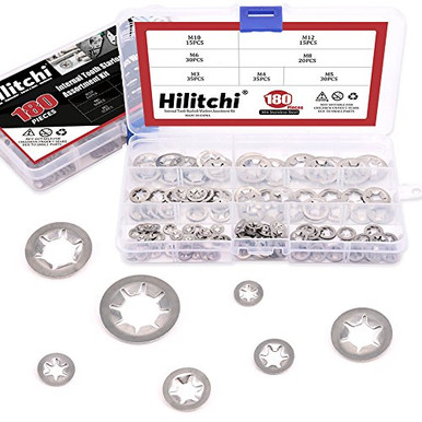 Hilitchi 180 Piece 304 Stainless Steel Internal Tooth Starlock Washers ...