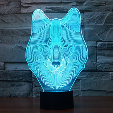 3D Wolf Lamp, YKL WORLD Wolf Night Light, Led Optical Illusion Table ...