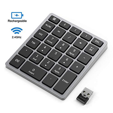 Rechargeable Wireless Numeric Keypad, Jelly Comb Slim 2.4GHz Wireless ...