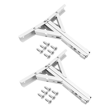 uxcell Folding Shelf Bracket, Metal White Triangle Spring Loaded Wall ...