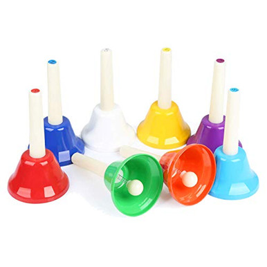 Ehome Hand Bells Set, 8 Note Diatonic Metal Bells, Musical Bells for ...