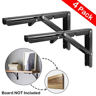 CBTONE 4 Pack 12 inch Folding Shelf Brackets Black Folding Wall ...