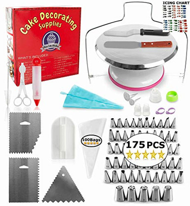 Metal Turntable Cake Decorating Set - (175 PCS CAKE DECORATING KIT ...