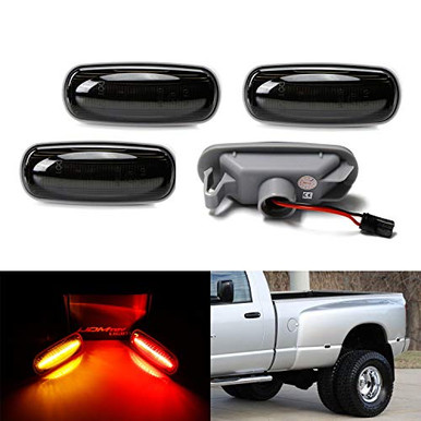 iJDMTOY Smoked Lens Amber/Red Full LED Trunk Bed Marker Lights Set For ...