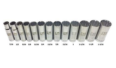 Craftsman Laser Etched Easy Read 1/2" Drive 13 Piece SAE Standard Deep ...