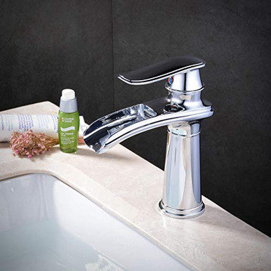 Bathroom Sink Faucet,Hiendure Single Handle Single Hole Waterfall ...