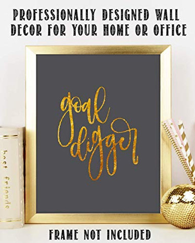 "Goal Digger"- Motivational Wall Art Print- 8 x 10"- Contemporary-Gold ...