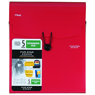 Five Star Expanding File Folder, 5-Pocket Vertical Expandable File ...