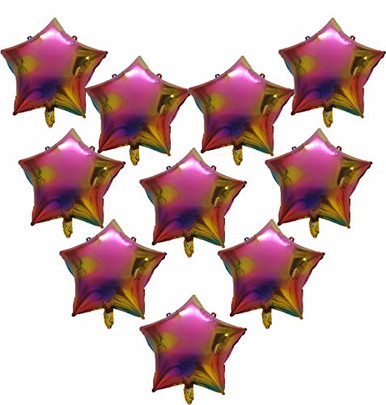 10 Pieces 18" Star Foil Mylar Balloons, Large Rainbow Star Metallic ...