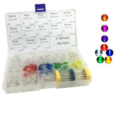 260Pcs 5mm Assorted LED Light Emitting Diodes 8 Colors with Free 90pcs ...