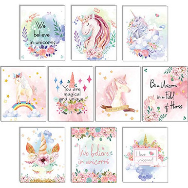 Blulu Unicorn Themed Party Decorations, Laminated Unicorn Sign Cutouts ...