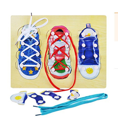 Educational DIY Shoe Lace Tying Board Pegged Puzzles, Learn to Tie your ...