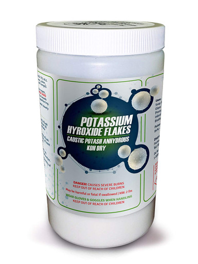 PURE Potassium Hydroxide Flakes - 2 LB (Caustic Potash Anhydrous KOH ...