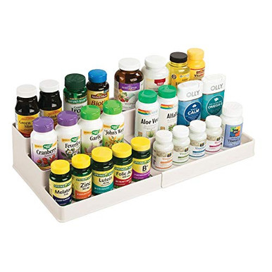 mDesign Adjustable, Expandable Plastic Vitamin Rack Storage Organizer ...