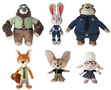 Zootopia Tomy 6 Plush Judy Hopps, Nick Wilde, Finnick, Flash The Sloth ...