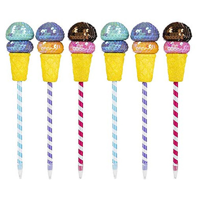 Kicko Ice Cream Sequin Pens - 6 Pack - 10 Inch Ice Cream Pen in ...