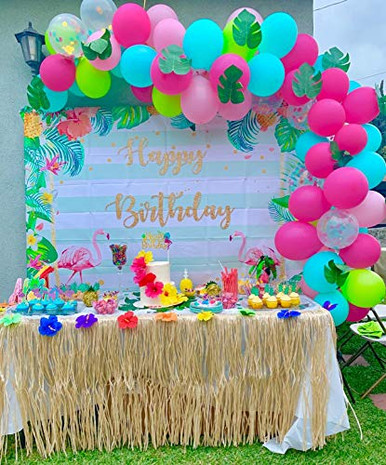 Kubert Tropical DIY Balloons Garland with Blue Green Hotpink Confetti ...